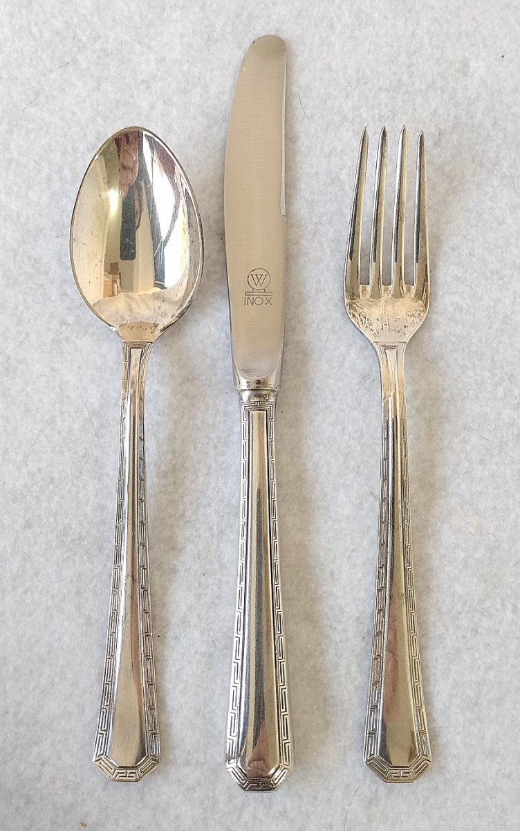 Jogo de talheres infantis, em metal Wolf, na caixa orig