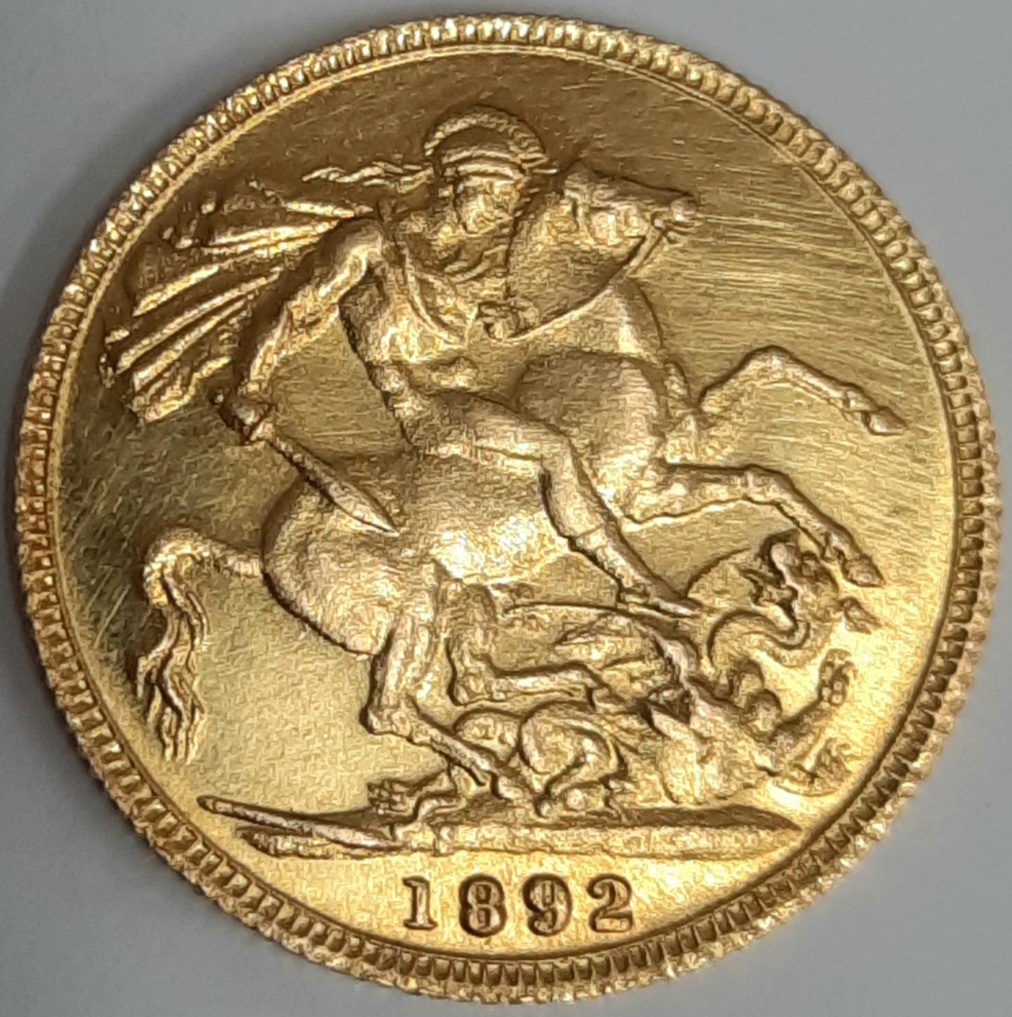 1 Libra Sovereign 1892 OURO 7 99 Gramas De Ouro 0 9