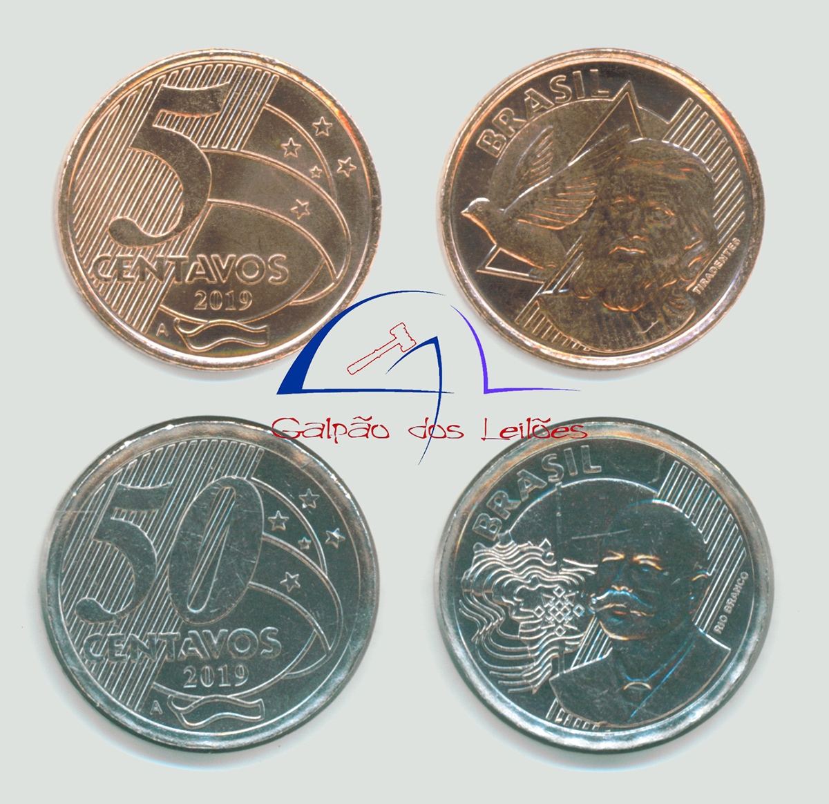 Numismática: Lote c/ 2 moedas Letra A (cunhadas na Hola