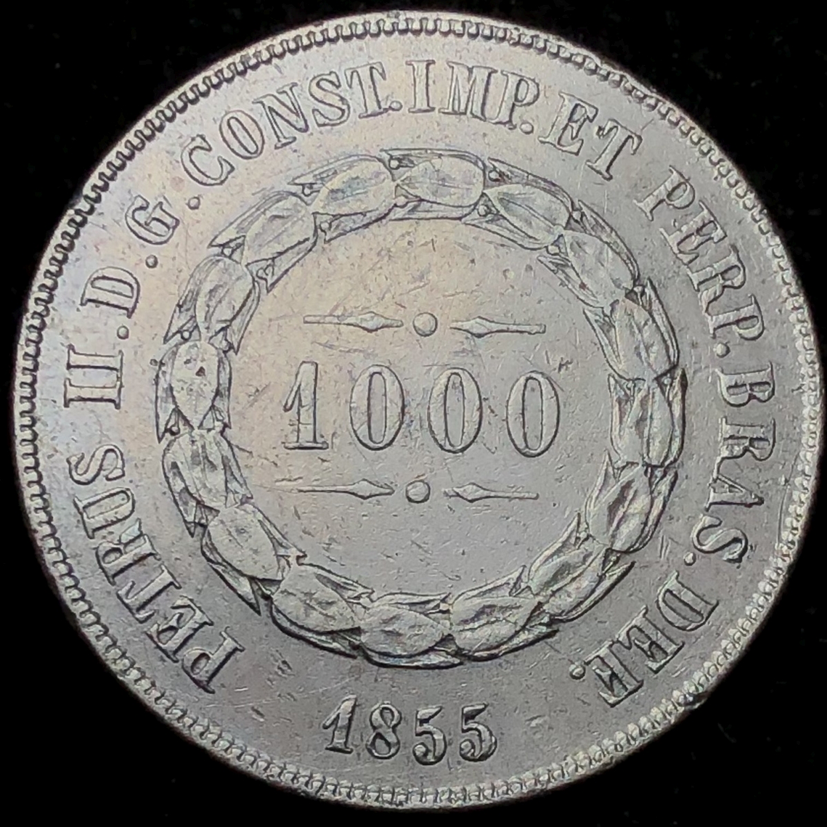 Moeda do Brasil - 1000 réis - 1855 - P603a - Anel de es