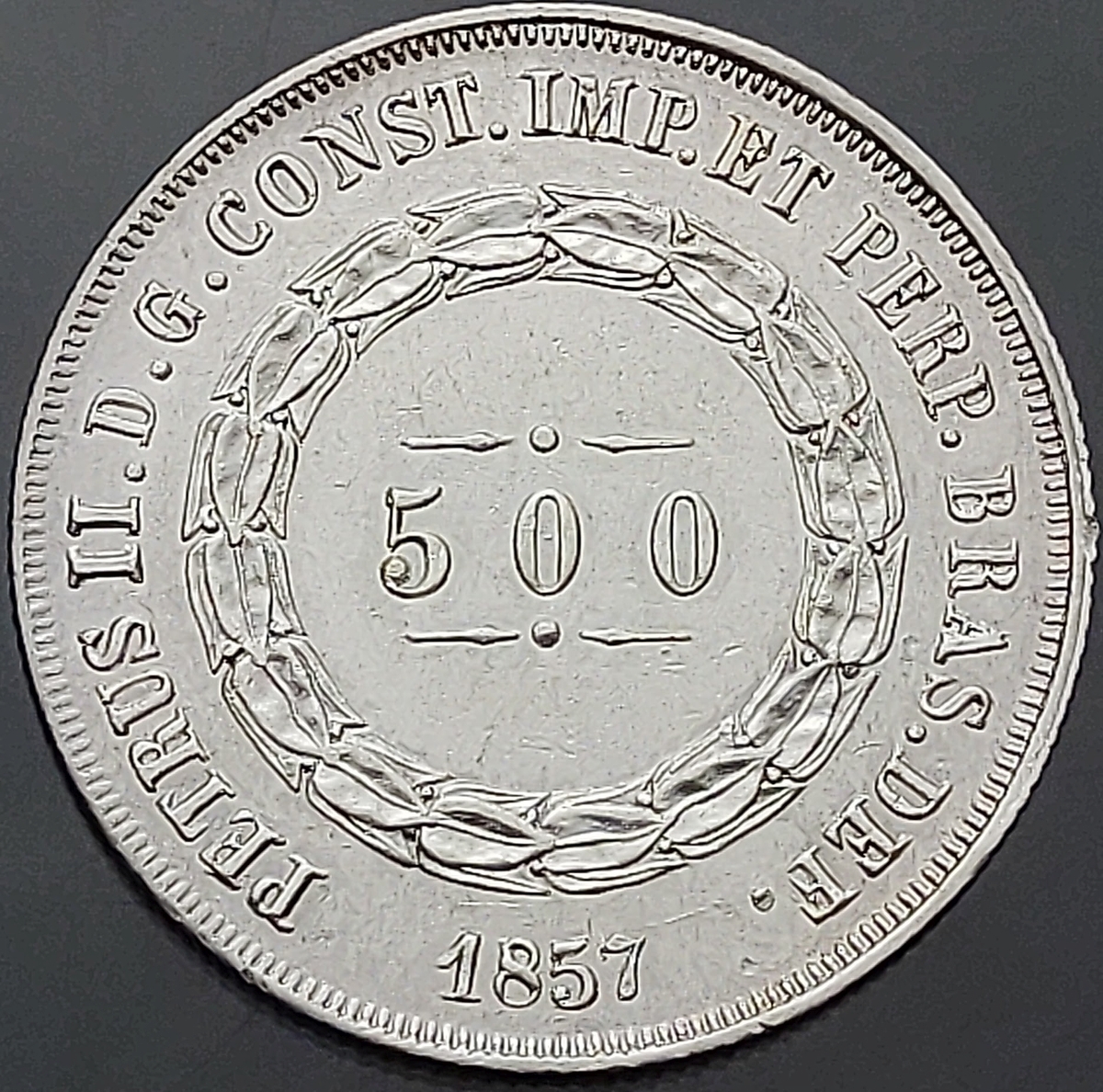 Moeda do Brasil - 500 Réis - 1857 - Prata - Império - C