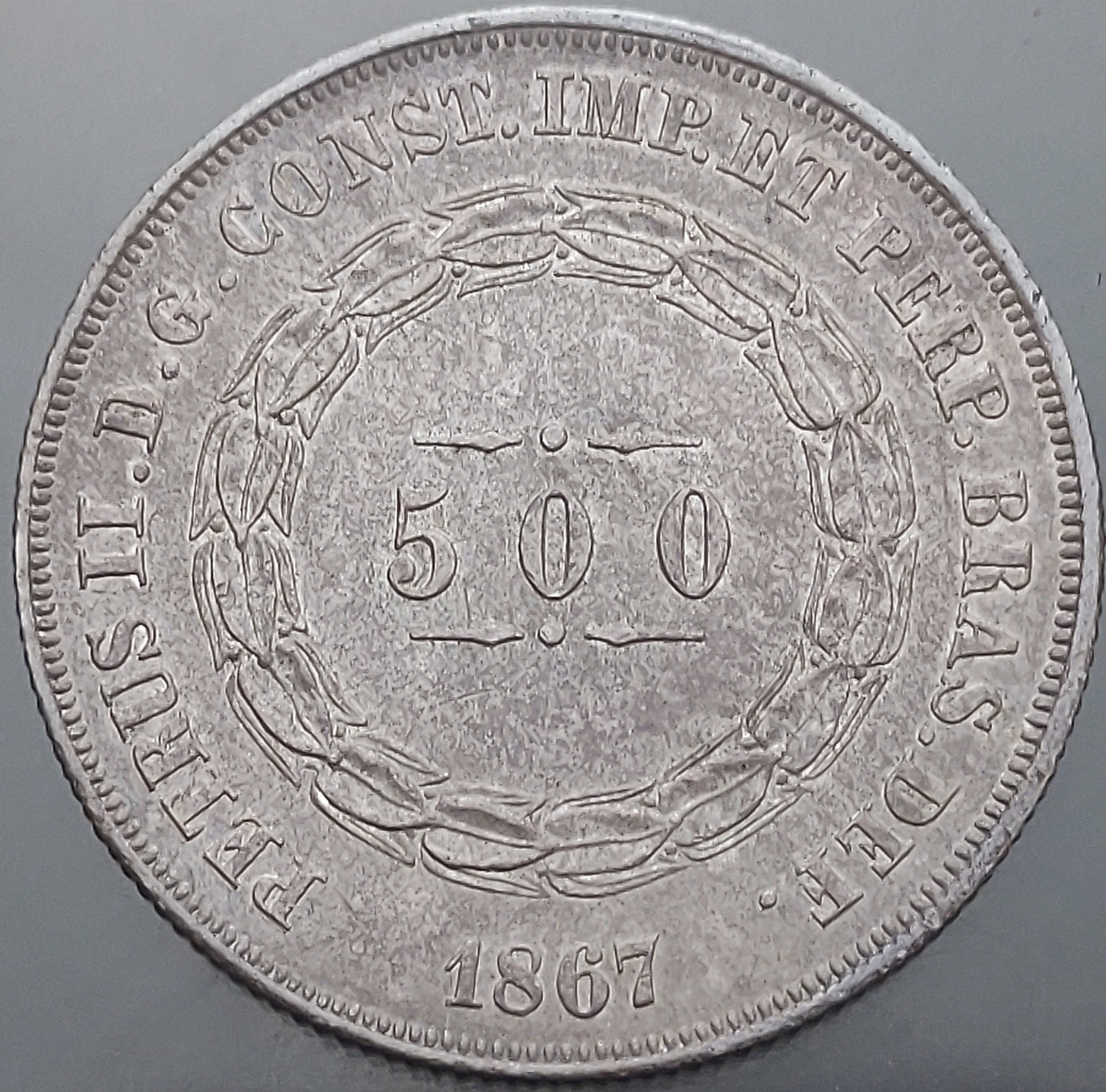 Moeda do Brasil - 500 Réis - 1867 - Prata - Império - C