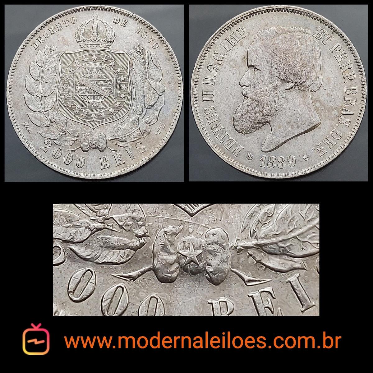 Moeda do Brasil - 2.000 Réis - 1889 (Ramo de café solto