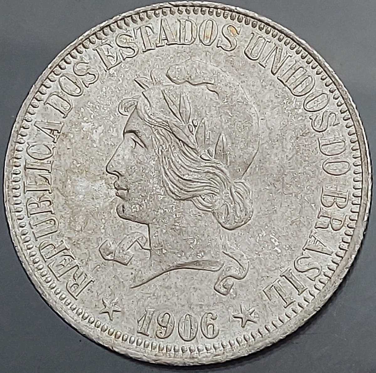 Moeda do Brasil - 1.000 Réis - 1906 - X Grammas - Prata