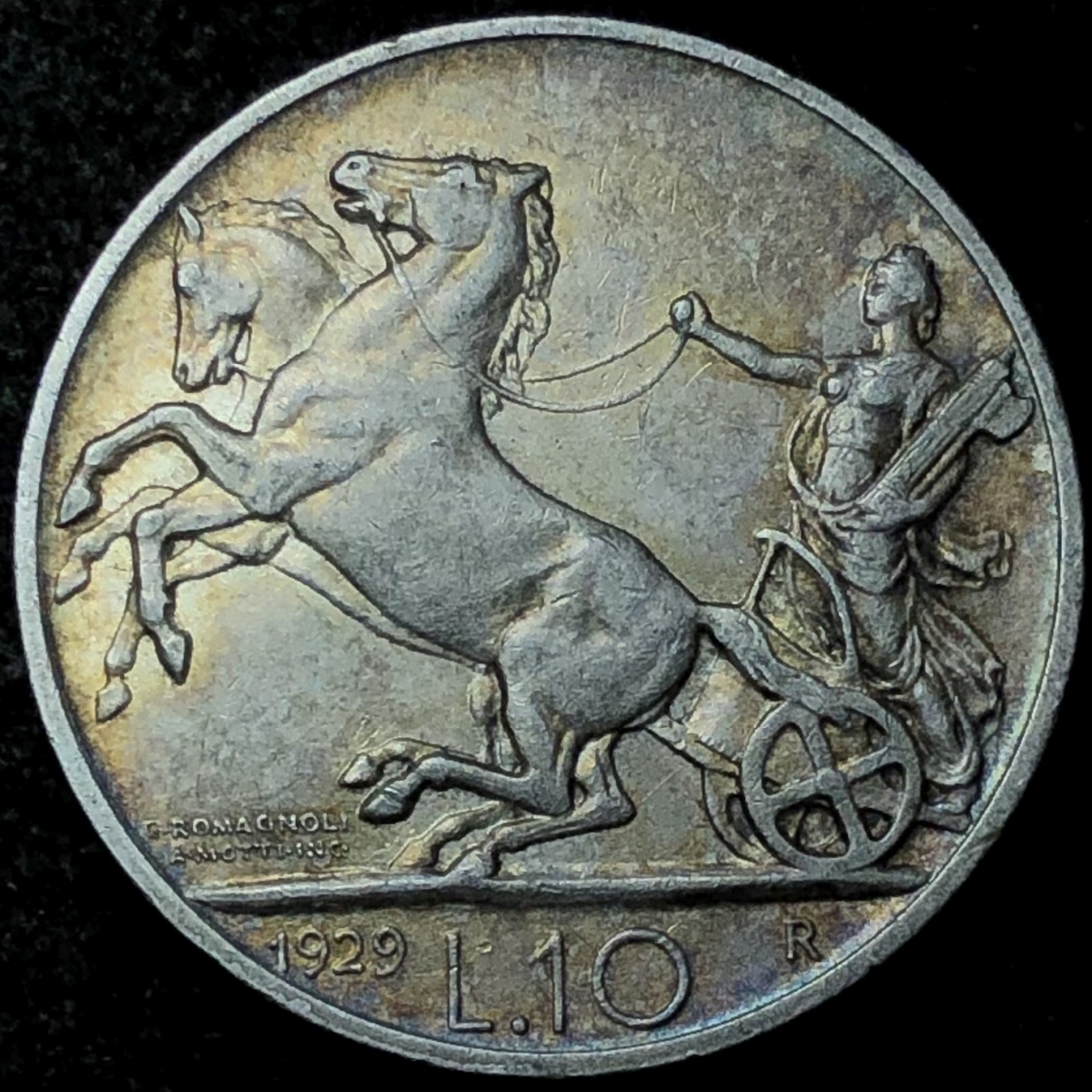Moeda da Itália - 10 liras - 1929 - Prata (.835) - 10 g