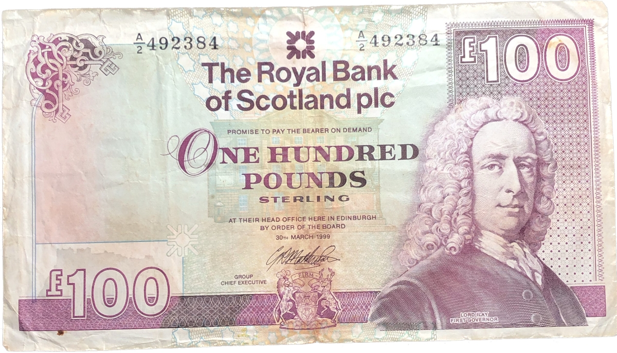 Cédula da Escócia - 100 libras - 1999 - BC/MBC