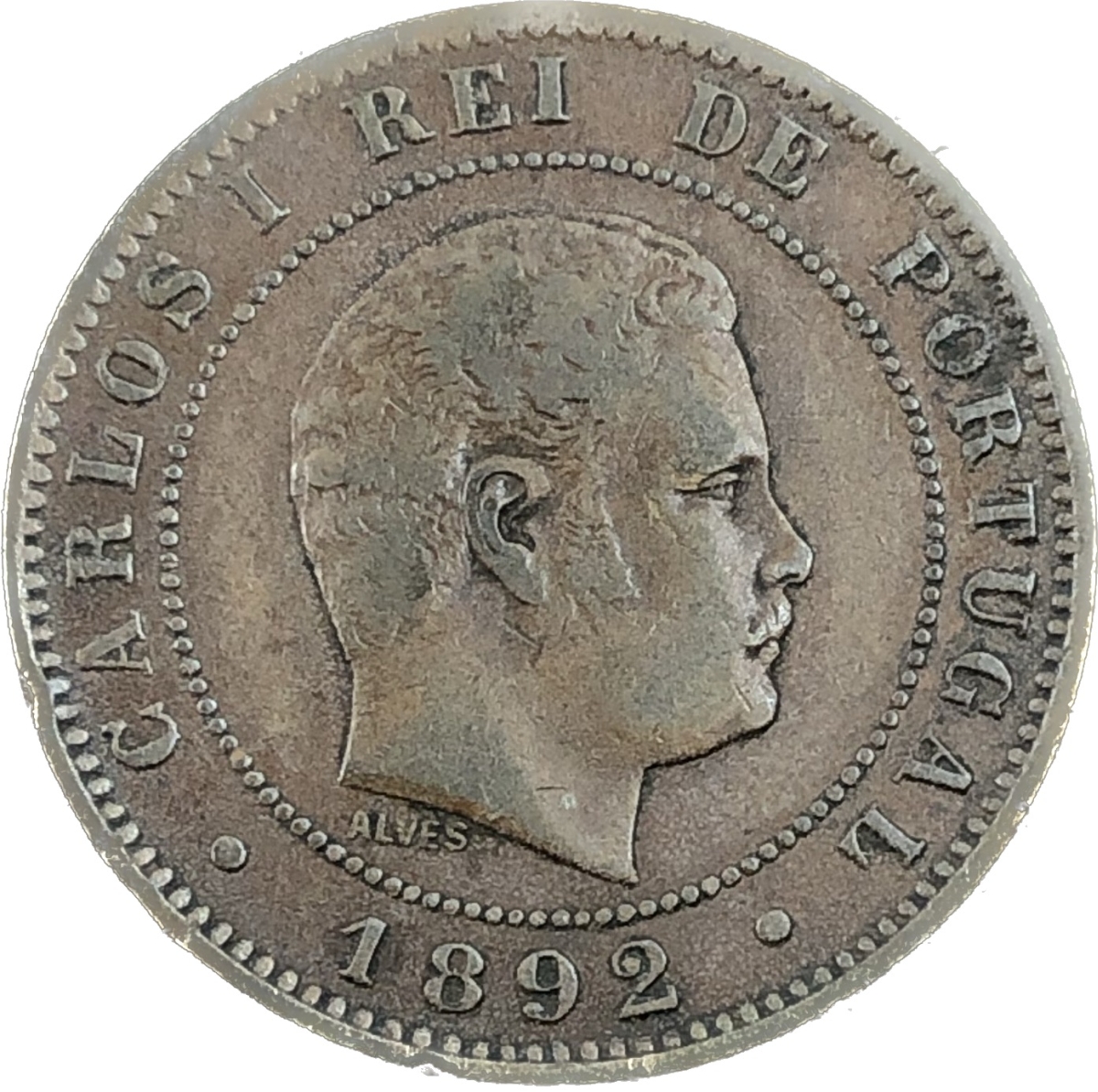 Moeda de Portugal - 10 réis - 1892 - 26 mm - KM# 532