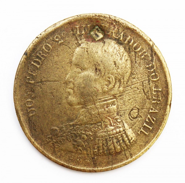 Botão Gauchesco com efígie de D. Pedro II Menino, em tr