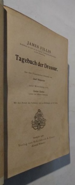 LIVRO: TAGEBUCHDER DRESSUR, de James Fillis. Edição ilu