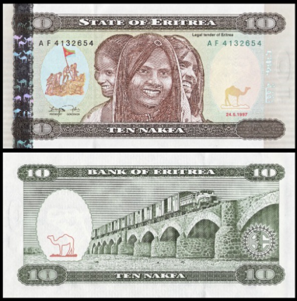 Eritrea Eritréia CEDULA 5 Nakfa 1997 - EM ESTADO FLOR