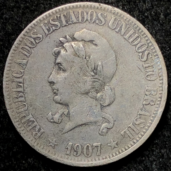 Moeda do Brasil - 1000 réis - 1907 - Prata