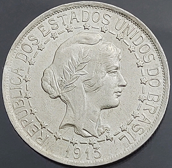 Moeda do Brasil - 1.000 Réis - 1913 - (Estrelas Ligadas