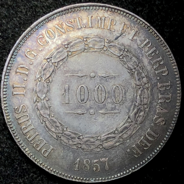 Moeda do Brasil - 1000 réis - 1854 - P602 - Prata - Imp