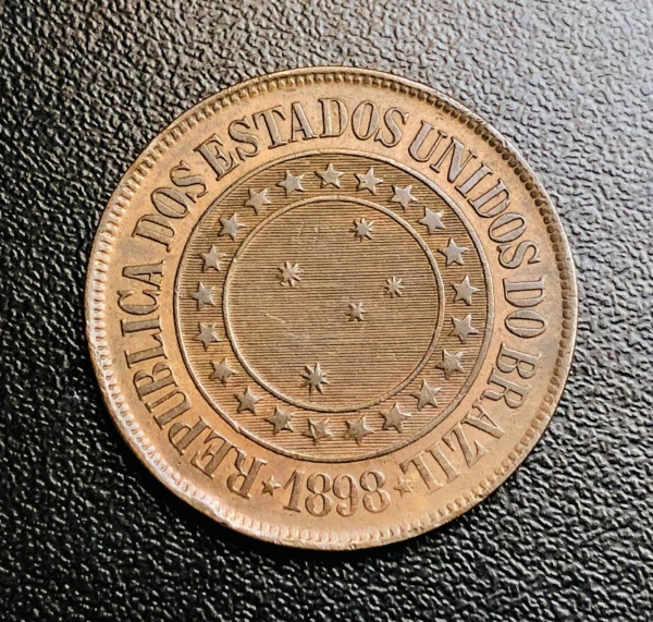 RARA MOEDA 40 REIS 1898 BRASIL B-822 CUNHAGEM APENAS 30