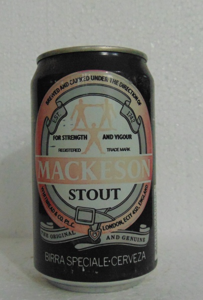 Lata decorativa antiga de cerveja, marca Mackeson, stou