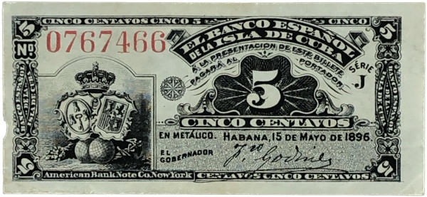 Cédula de Cuba - 50 centavos - 1889 - P33a - SOB (leves