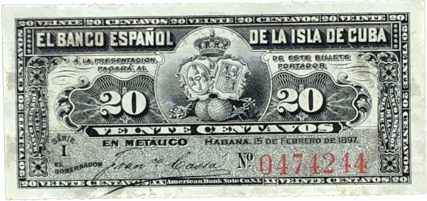 Cédula de Cuba - 50 centavos - 1889 - P33a - SOB (leves