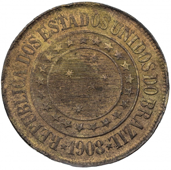 Moeda de Brasil - 40 Réis - 1908 - Bronze - República