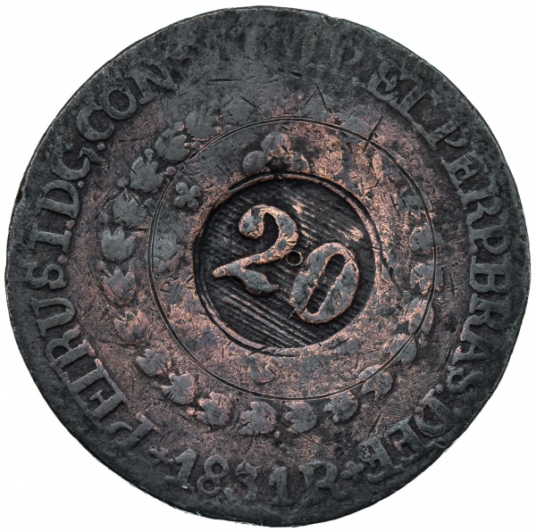 Moeda do Brasil - 40 réis - 1831R - Rio c/c 20 - Impéri