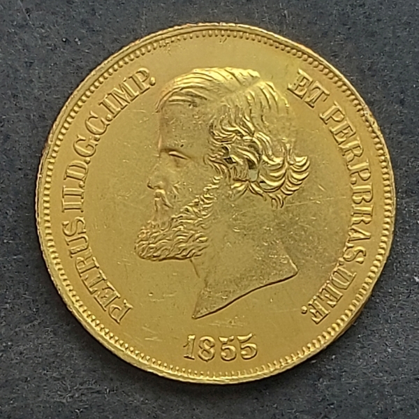 MOEDA - BRASIL - OURO - O675 - 10 000 RÉIS 1855 - COM B