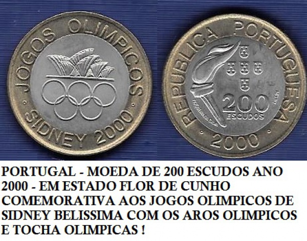 PORTUGAL - MOEDA BI METÁLICA DE 200 ESCUDOS ANO 2000
