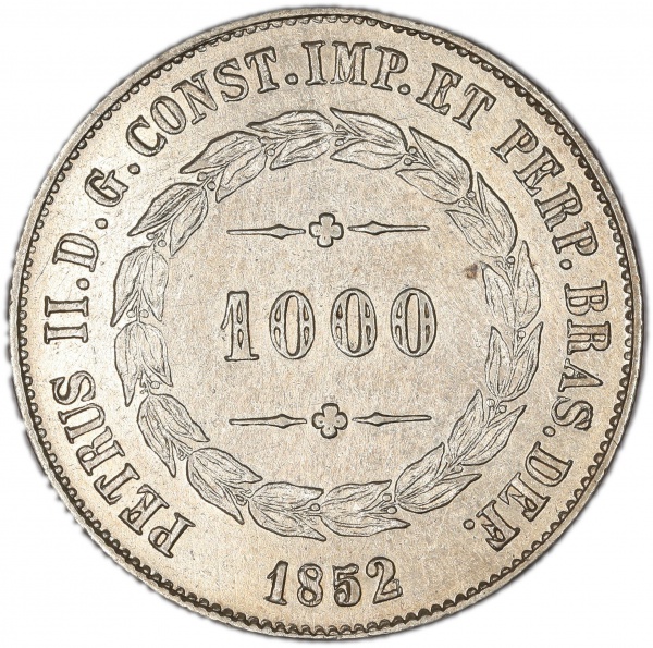 Moeda do Brasil: 1000 Réis 1852 - - Prata