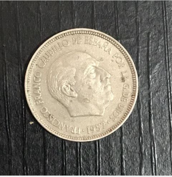 JR 7948 - ESPANHA, moeda 5 PESETAS 57/75, CAT #786