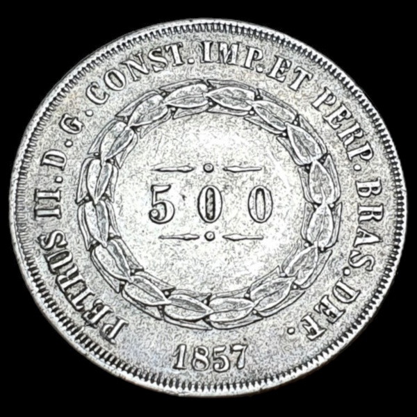 BRASIL – 500 RÉIS – 1857 – PRATA – P590 - 25MM – 6,37G