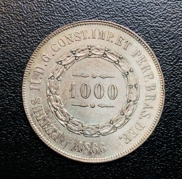 1000 REIS 1862 BRASIL - P-610 3º SISTEMA, 2º TIPO- Prat