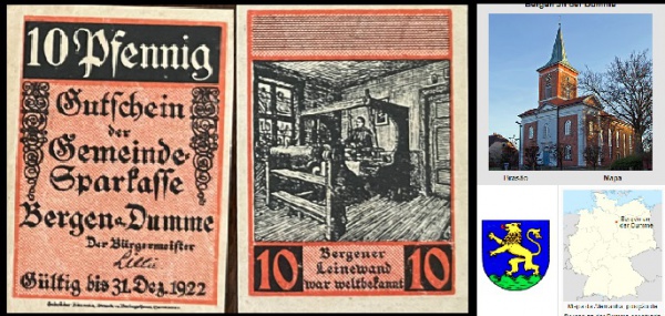 NOTGELD RARA NA VERTICAL DOS ESTADOS BERGEN A DUMME EM