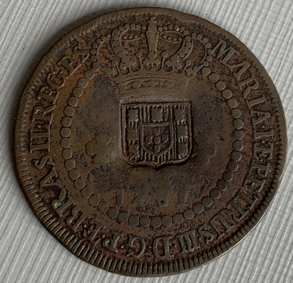 BRASIL COLÔNIA - MOEDA EM COBRE - X RÉIS DE 1805 D. JOÃ