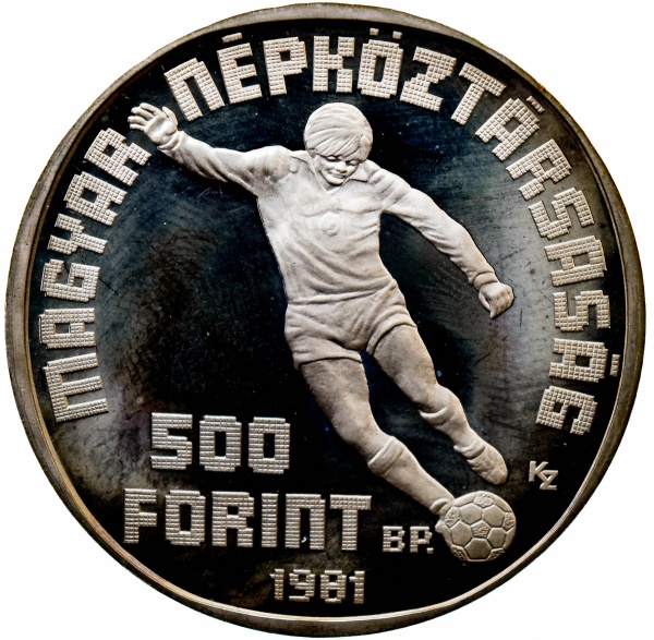 Moeda da Hungria - 500 Forint - 1981 - Copa do Mundo de