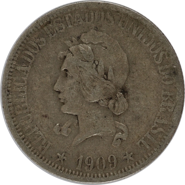 Moeda do Brasil - 200 réis - 1895 - REVERSO HORIZONTAL