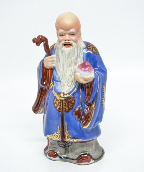 Sábio chinês em porcelana com pintura policromada - Pin