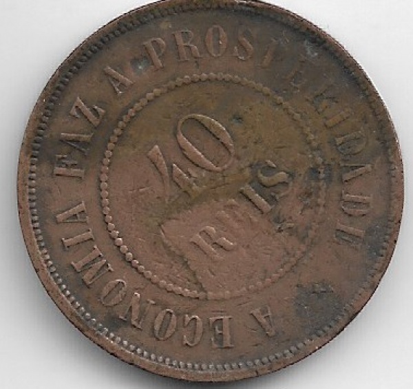 Brasil Moeda Bronze 40 Réis, ano 1897, Amato b821, Diâm