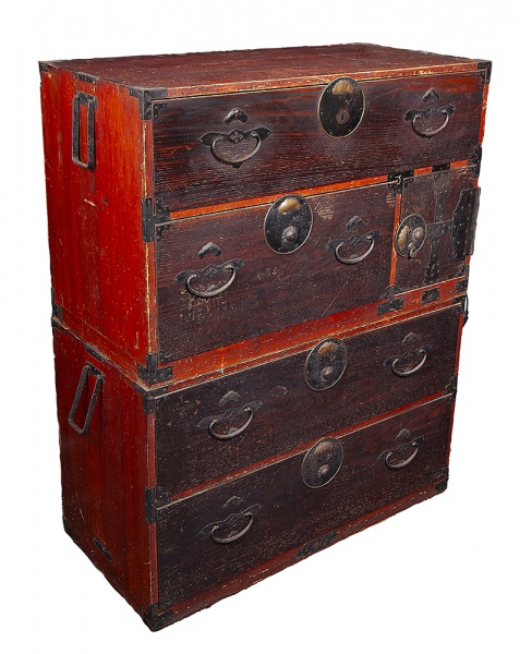 Antigo Issho-Dansu/Tansu (cômoda para kimono) bi-partid