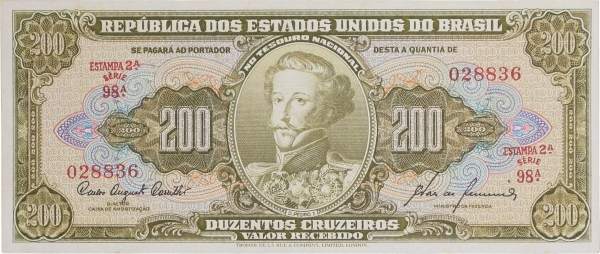 Cédula do Brasil - 200 cruzeiros - 1960 - C098 - SOB (l