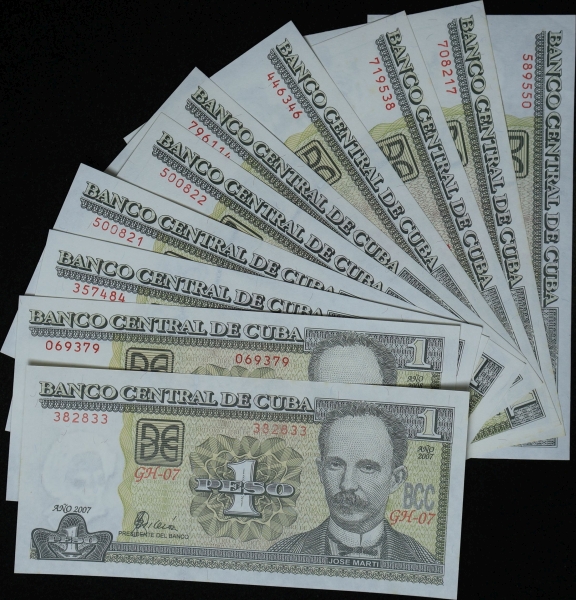 5 cédulas de Cuba - 3 pesos - 2004 a 2006 - Che Guevara