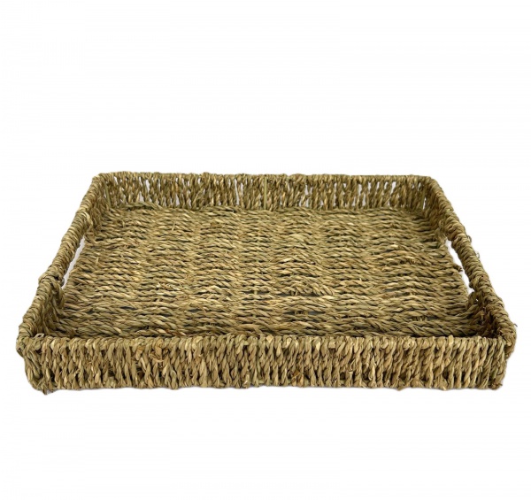 WOLFF - Bandeja em sisal natural com estrutura em metal