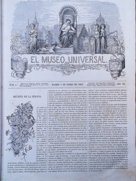 El Museo Universal - Madrid 1863 - 1a. ed. - Ano VII, N