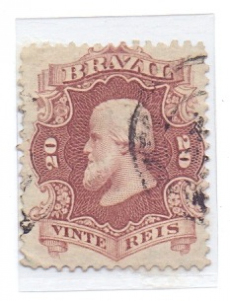 BRASIL, SELO RHM 24, D. PEDRO II, CASTANHO LILÁS, COM