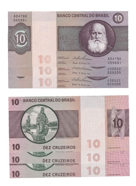 Cédula do Brasil - 3 Cédulas de 10 Cruzeiros, Mário H.